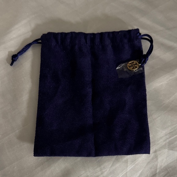 Tory Burch | Bags | Tory Burch Navy Drawstring Suede Pouch With Gold ...